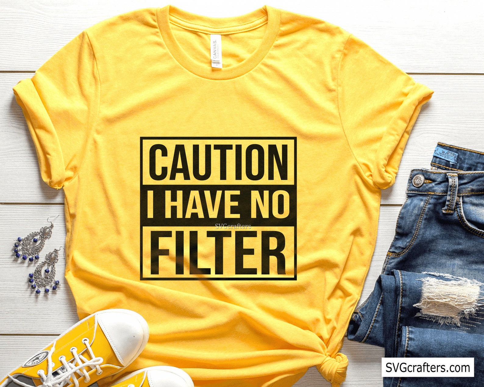 Caution I Have No Filter Svg, Caution Svg, Funny Shirt Svg, Sarcastic ...