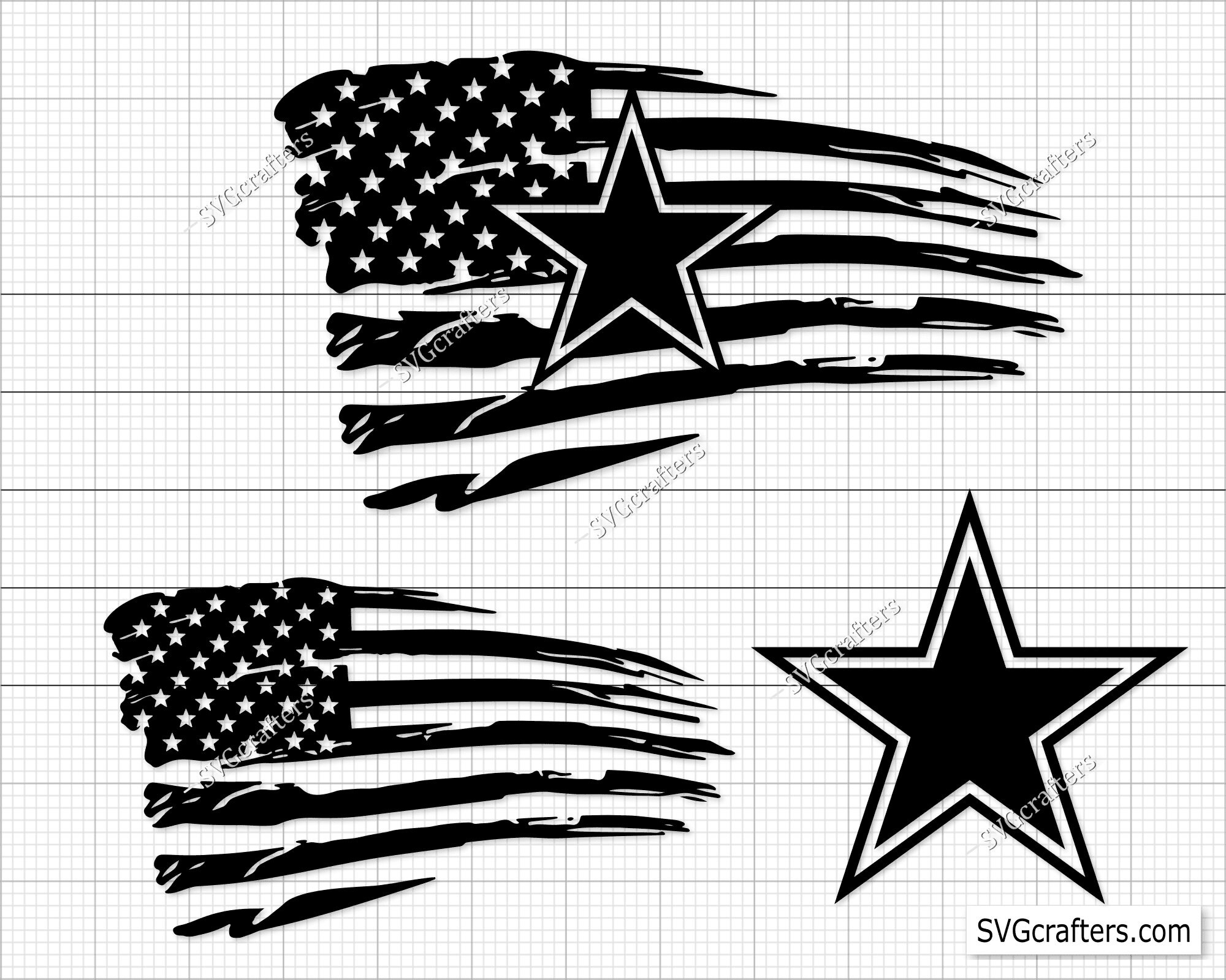 American Flag Star Vector Cut File SVG USA Flag Cut File - Etsy