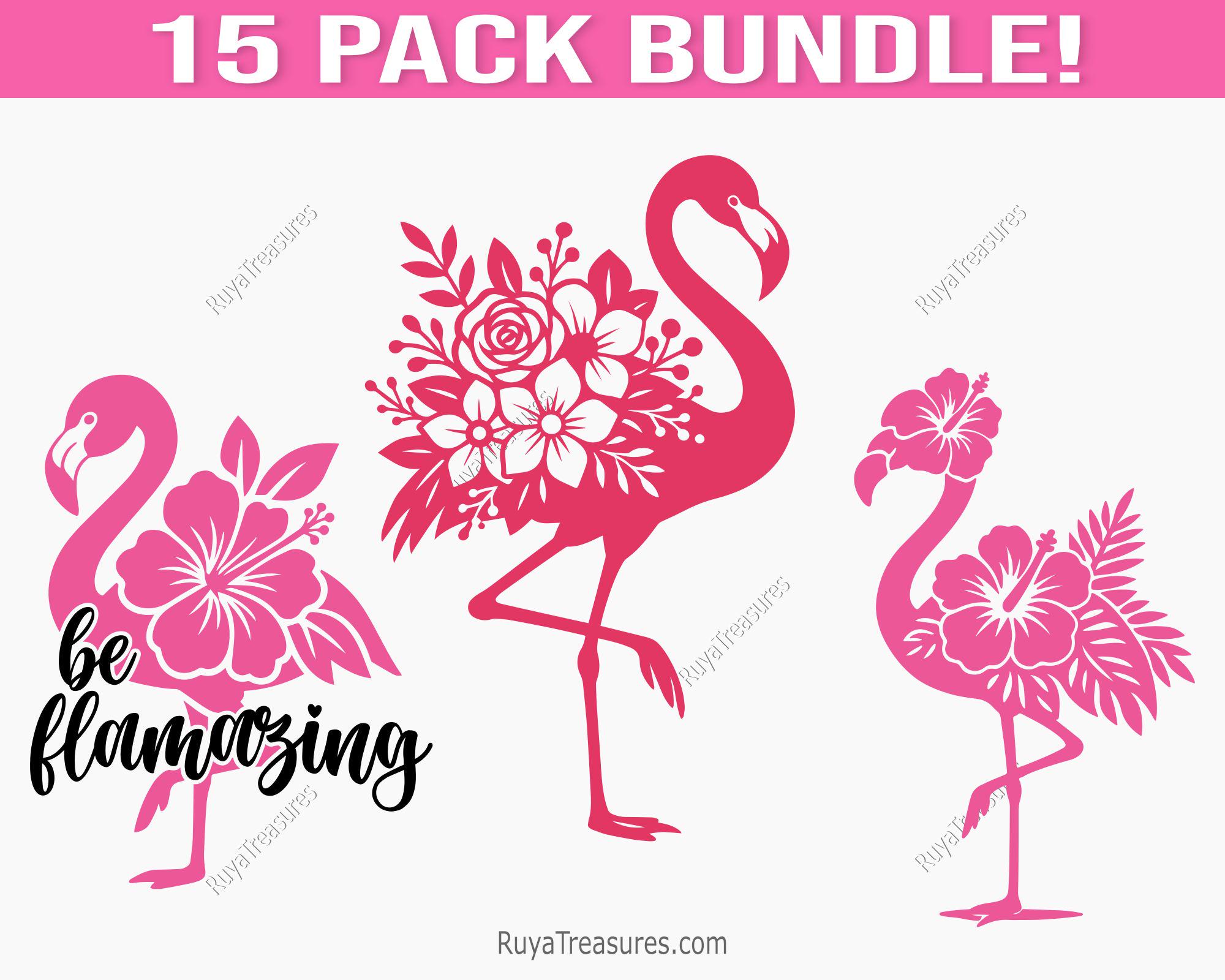 Flamingo Svg Bundle, Tropical Bird Svg, Summer Flamingo Clipart, Beach ...