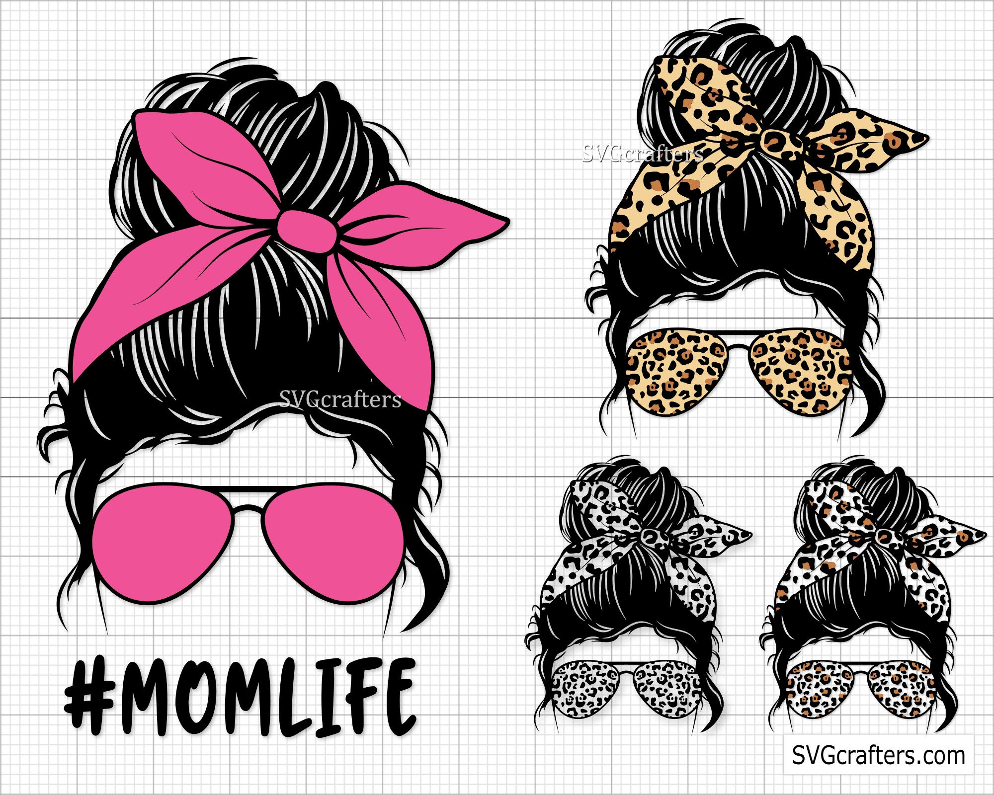 Momlife Png Svg Messy Bun Hair Svg Png Layered Mom Skull Svg - Etsy