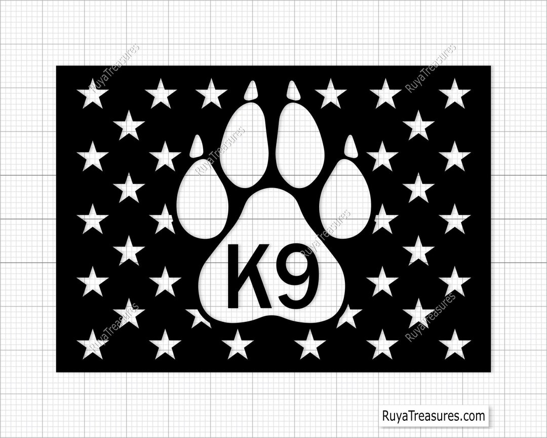 Distressed Flag Thin Blue Line Dog Paw Print Police K9 Svg Png, Dog Svg ...