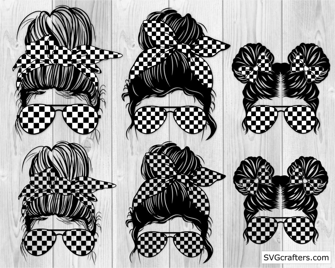 Bundle Messy Bun Racelife Svg, Racing Svg, Racing Life Svg, Checkered ...