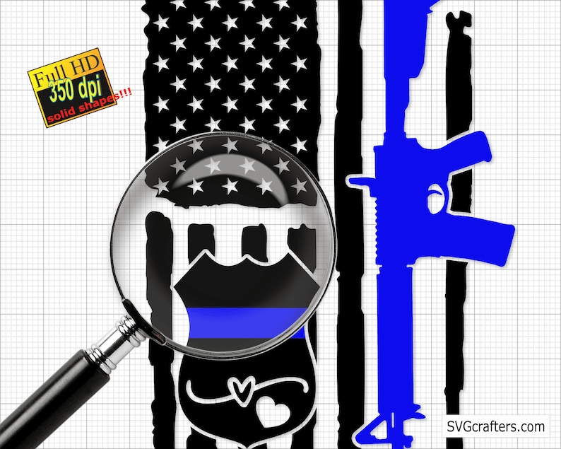 Distressed Flag With Police Badge Svg Police Svg Back the - Etsy