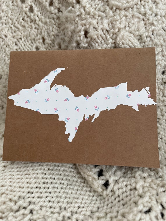 Floral Upper Peninsula Note Card Blank Cards Paper Greeting Cards etna ...