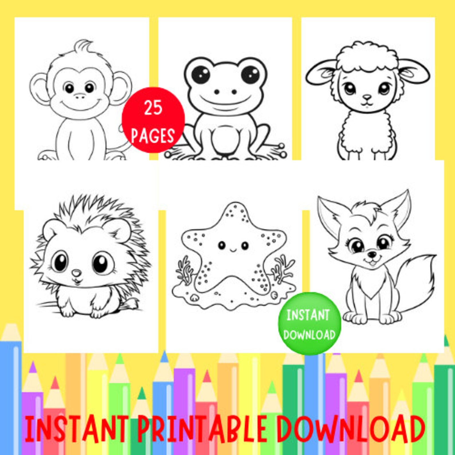Animal & Insect Colouring Sheets, Print Colouring Bundle, 25 Pages ...