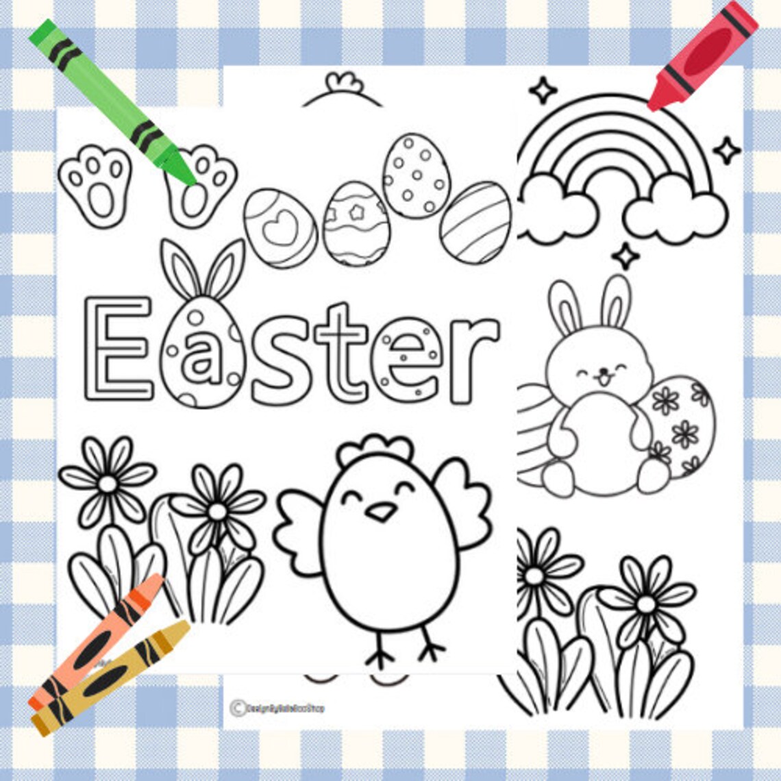 Easter Colouring Pages for Kids, Toddlers, Nursery School, Instant ...