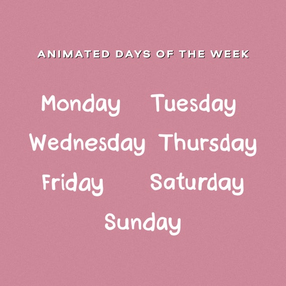 Days of the Week Transparent Animation Overlay for Youtube | Etsy Canada