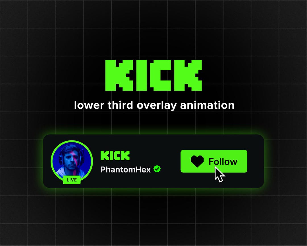 Custom Animated Kick Follow Button Overlay for Intro Videos - Etsy