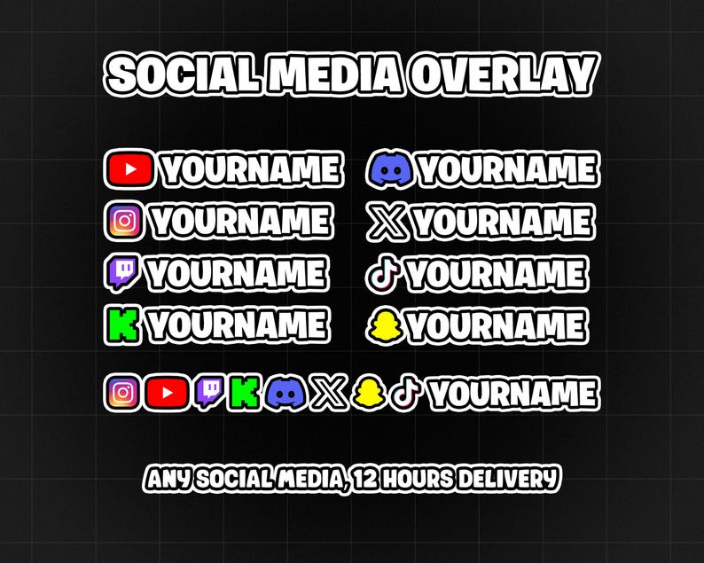 Custom Social Media Overlay for Twitter Twitch Tiktok Discord Instagram ...