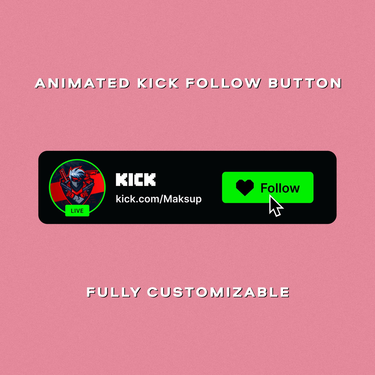 Custom Animated Kick Follow Button Overlay for Intro Videos - Etsy