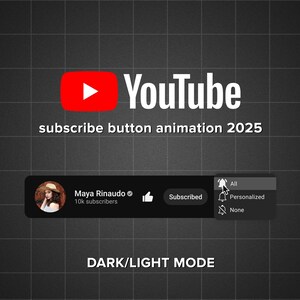 Custom Animated Youtube Subscribe Button 2025 Overlay for Intro Videos With Notifications - Etsy ...