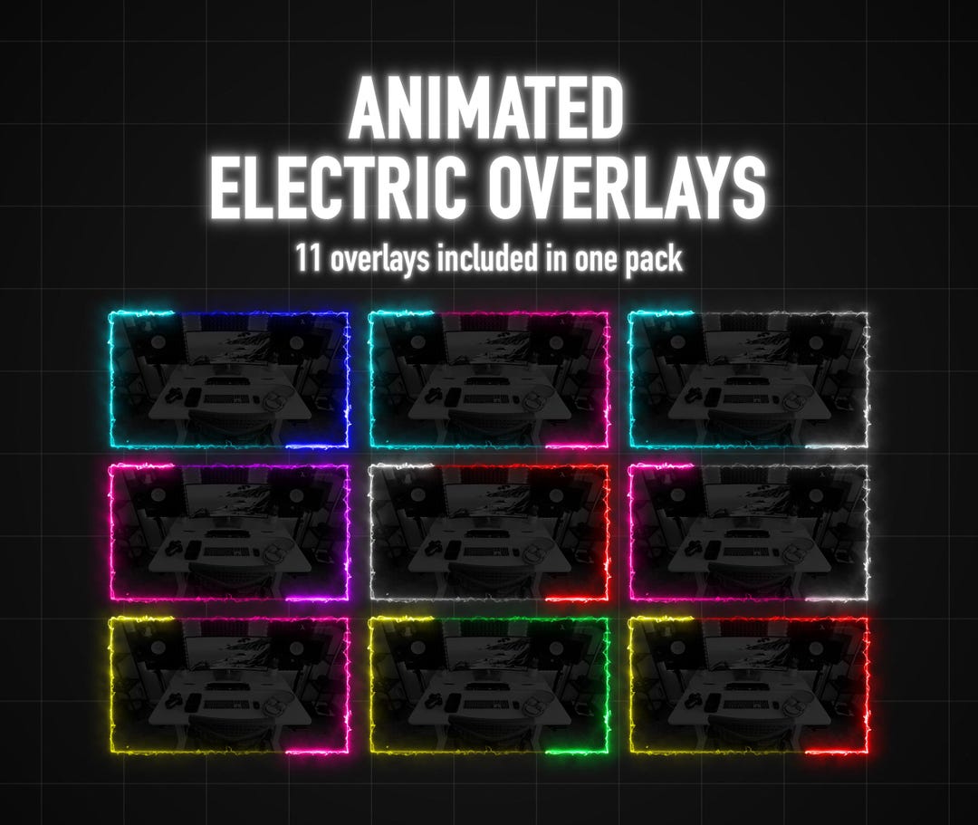 Animated Electric Webcam Overlays for OBS, 11 Colors, 3 Sizes, Seamless ...