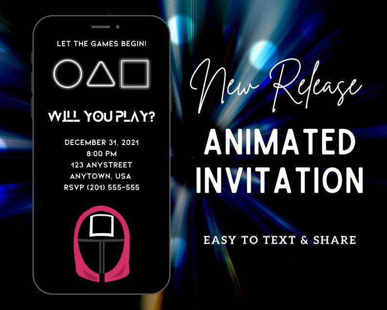 Squid Game Invitation Animated Invitation Squid Games | Etsy