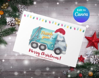 Waste Collector Christmas Card, Garbage Man Card, Garbage Truck, Happy ...