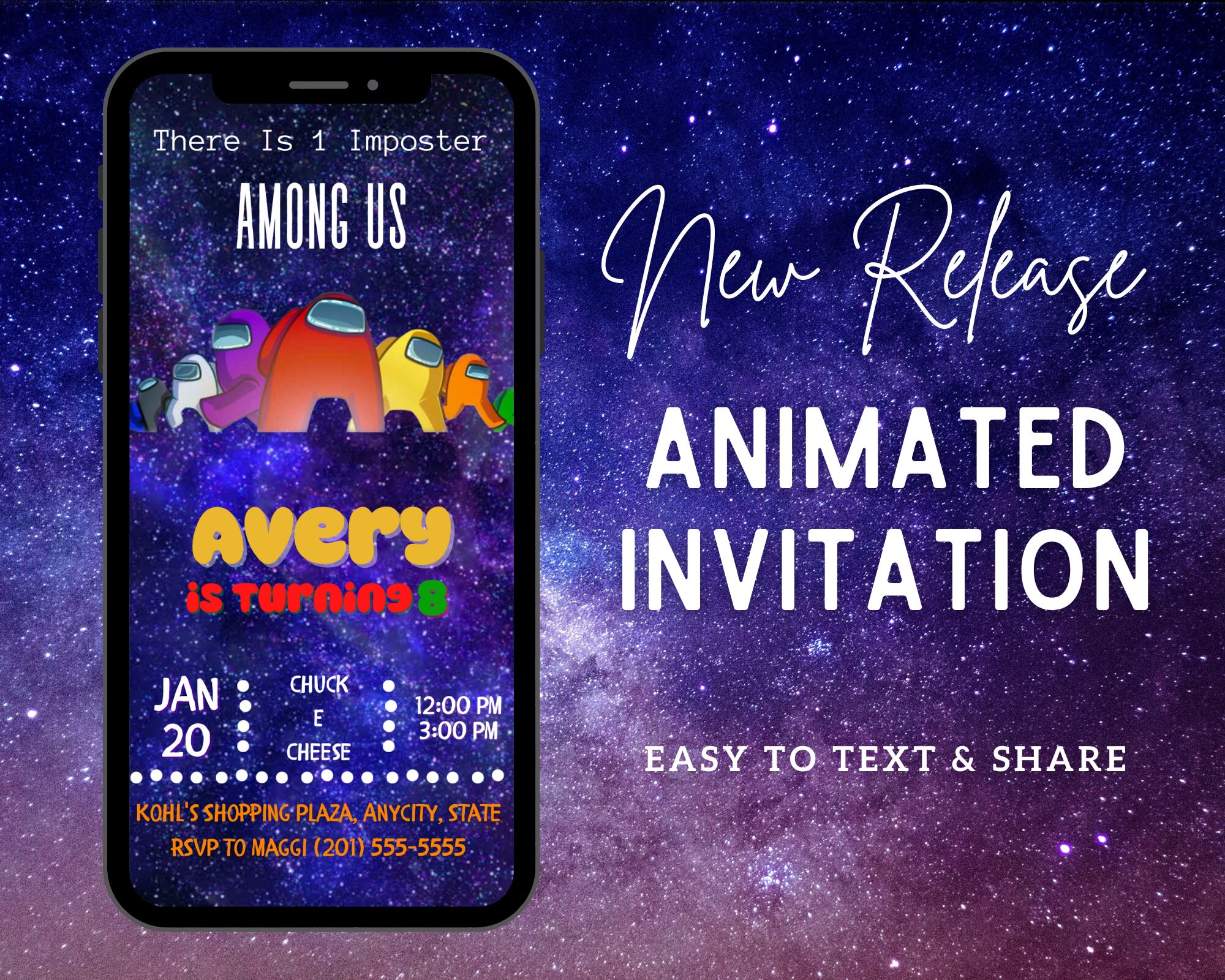 Among Us Birthday Invitation, Among Us Party Theme, Among Us Party ...