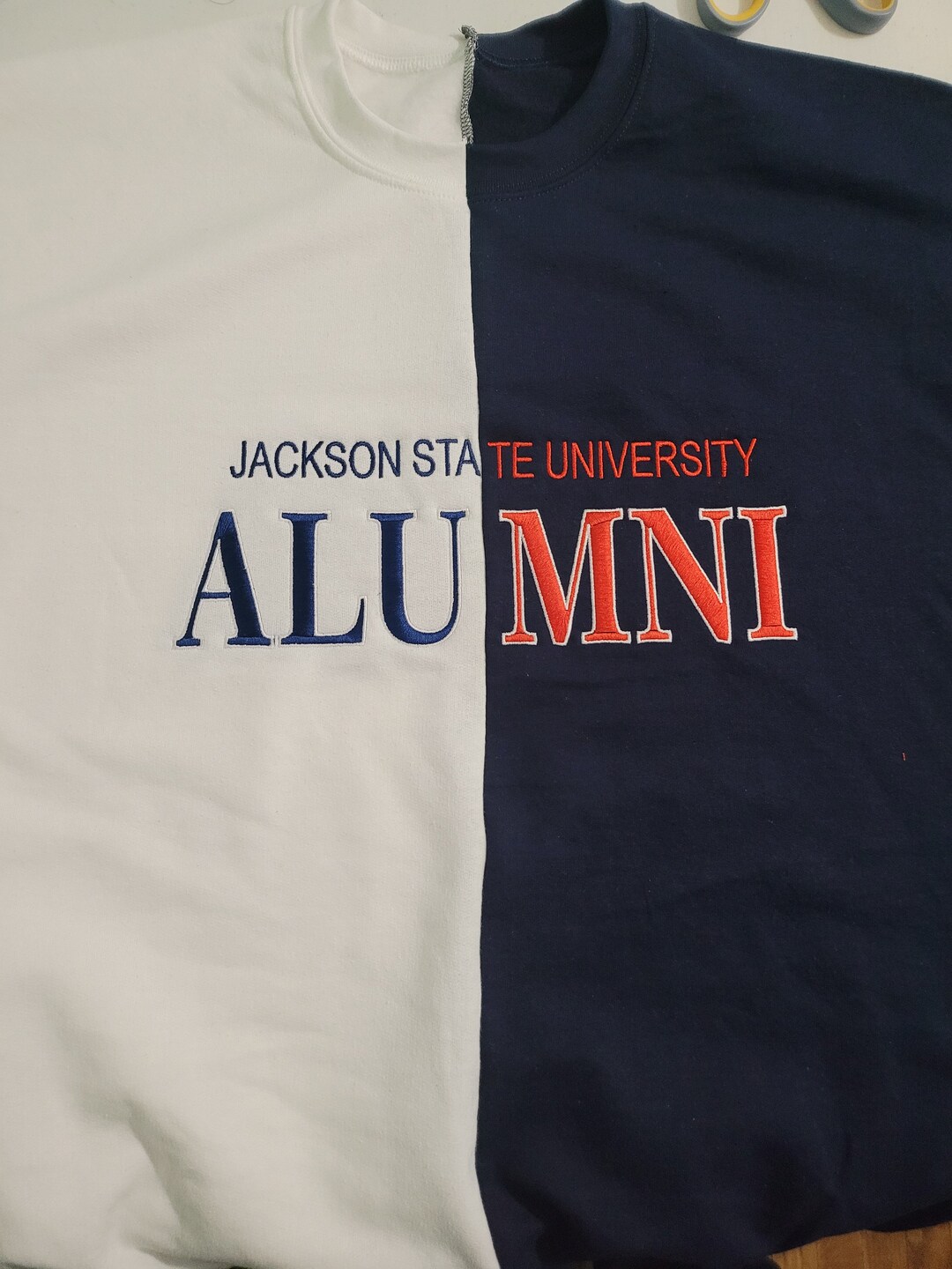 Jackson State Univ. Alumni Half and Half Crewneck Sweater. - Etsy