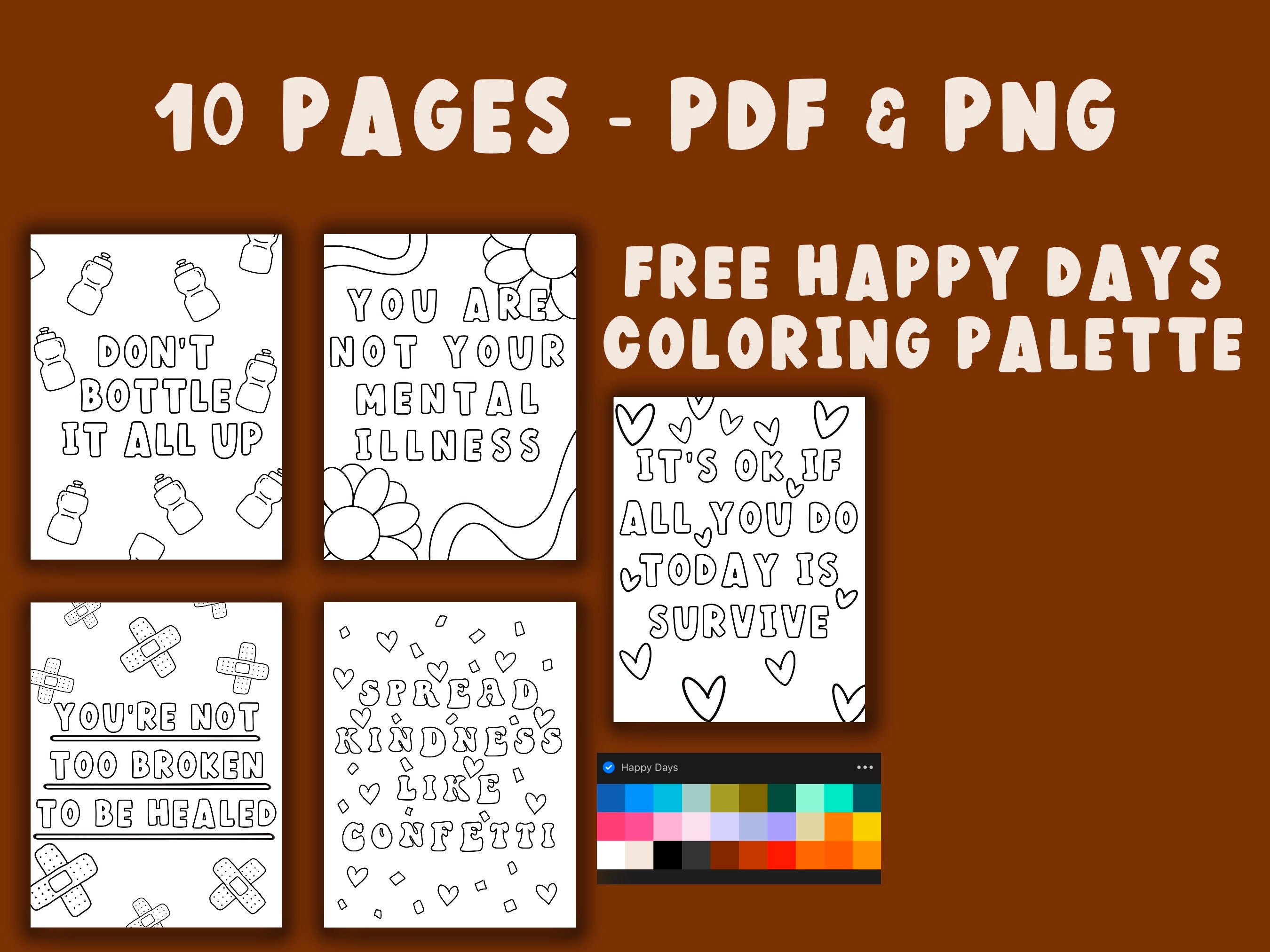 Creative Therapy: Printable Mental Health Coloring Book for Adults ...