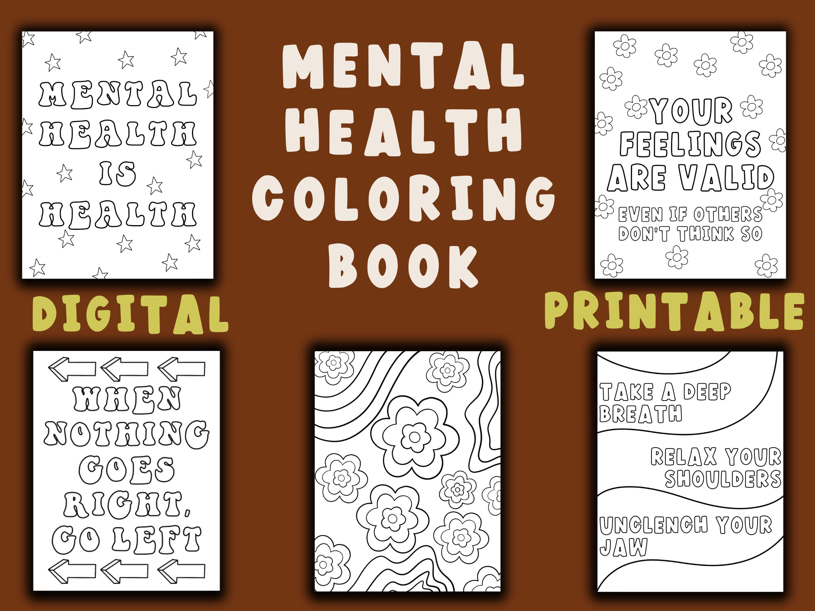 Creative Therapy: Printable Mental Health Coloring Book for Adults ...