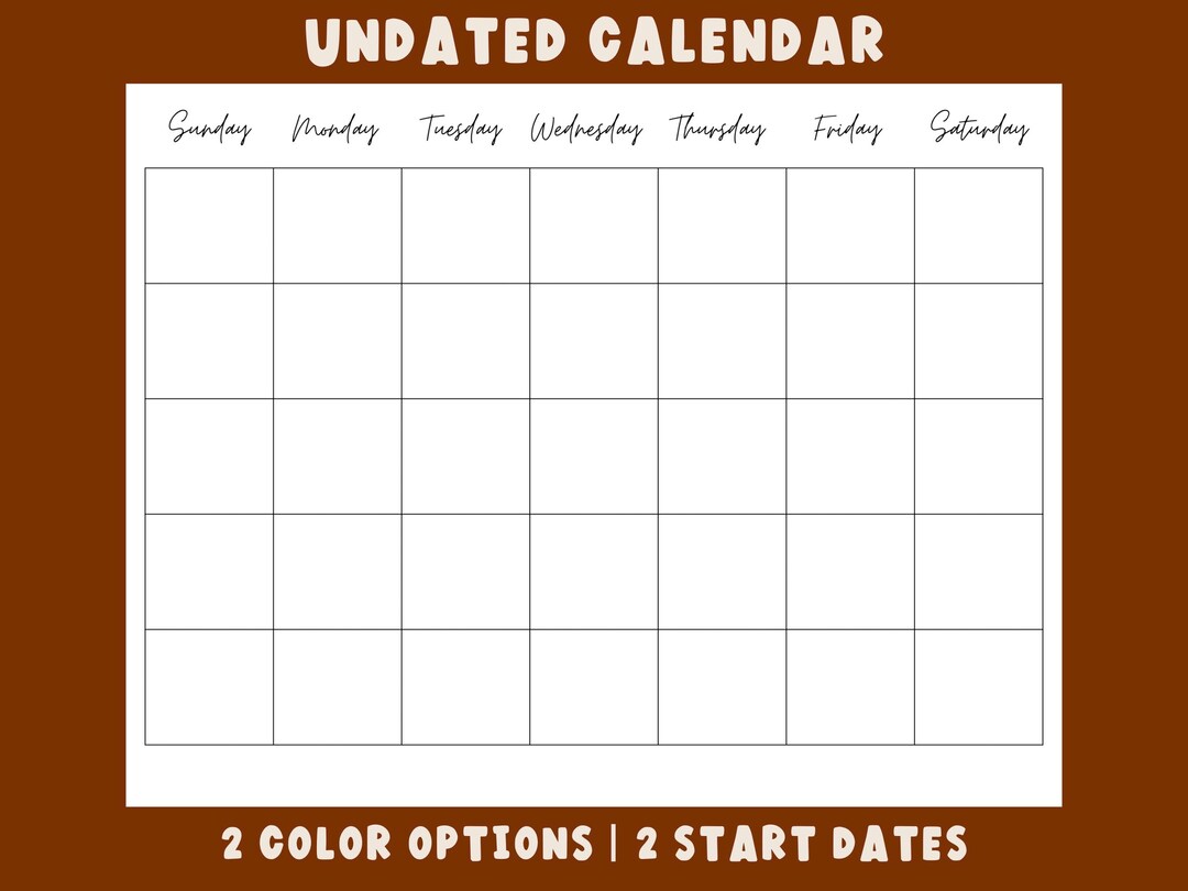 Undated Digital & Printable Calendar - Etsy