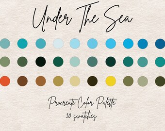 Aqua Color Palette Procreate Blue Palette 30 Aqua Color - Etsy