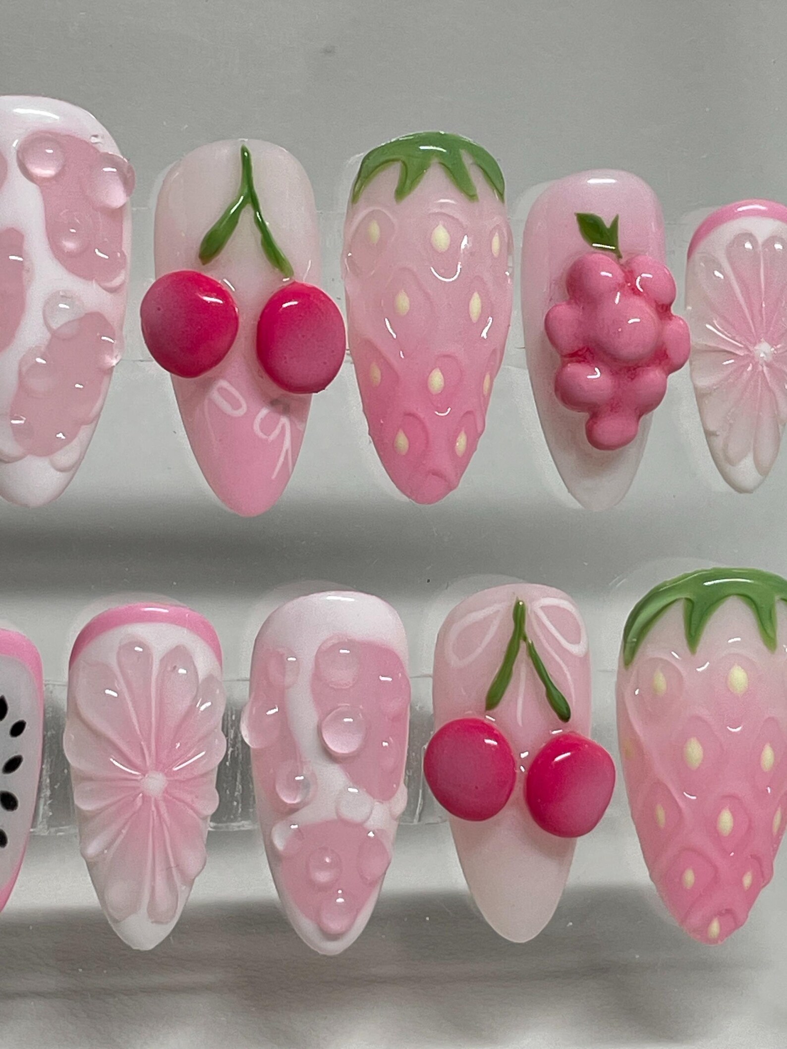 PINK LEMONADE Reusable Press on Nails Fruit Nails Pink Nails Grapefruit ...