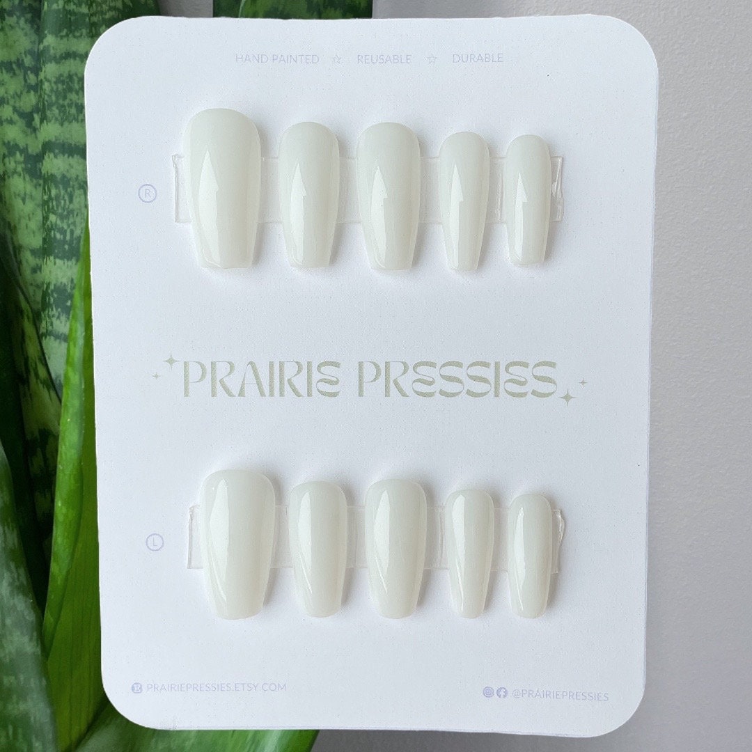 MILK Sheer, White Milky Press on Nails Sheer White Funny Bunny Reusable ...