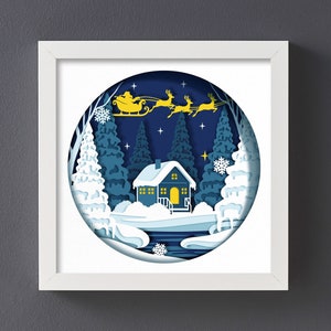 3D Christmas Svg Santa Shadow Box SVG Christmas Layered Svg - Etsy