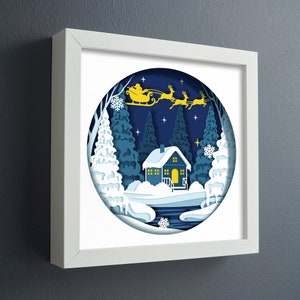3D Christmas Svg Santa Shadow Box SVG Christmas Layered Svg - Etsy