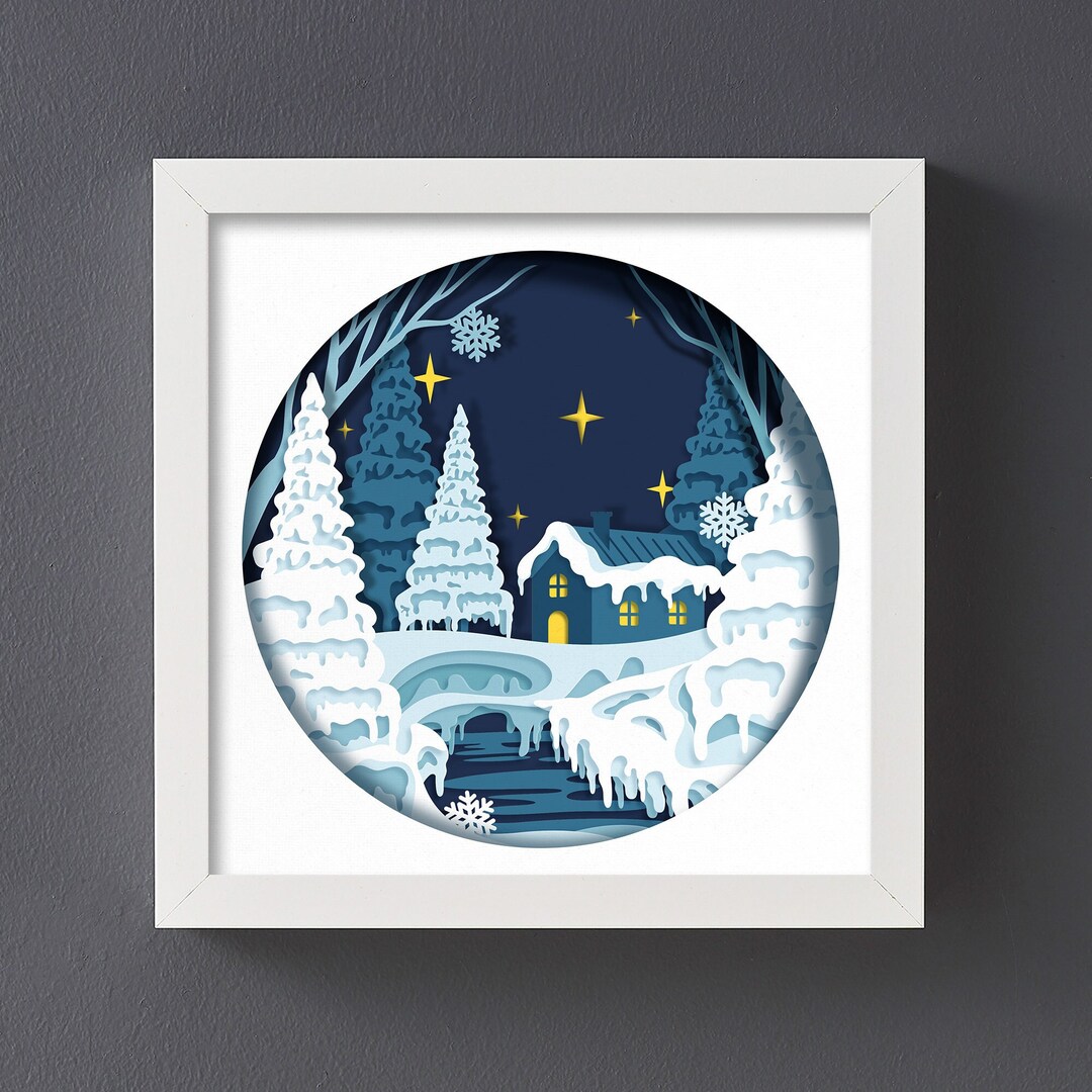 3D Christmas Shadow Box Svg Shadow Box Svg Winter Shadow Box - Etsy UK
