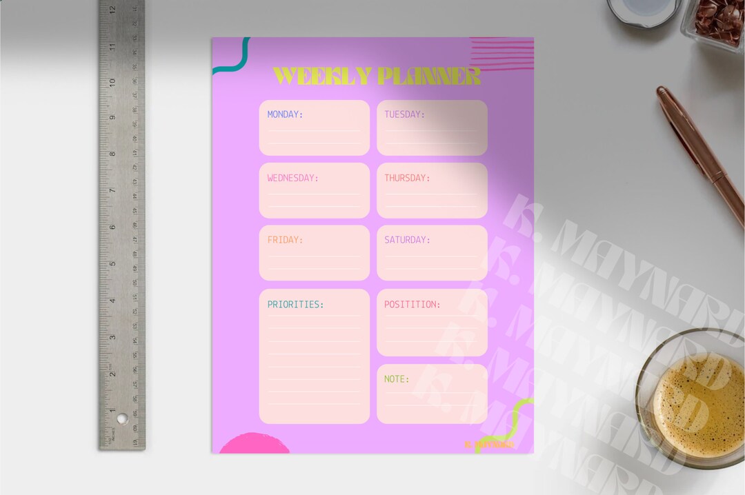 Funky Weekly Planner | Digital Download | A4 - Etsy