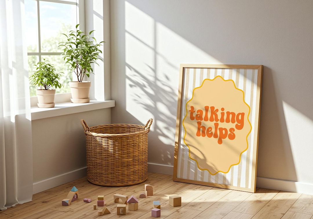 Talking Helps Poster Print, Therapy Office Wall Art, Retro Mental ...