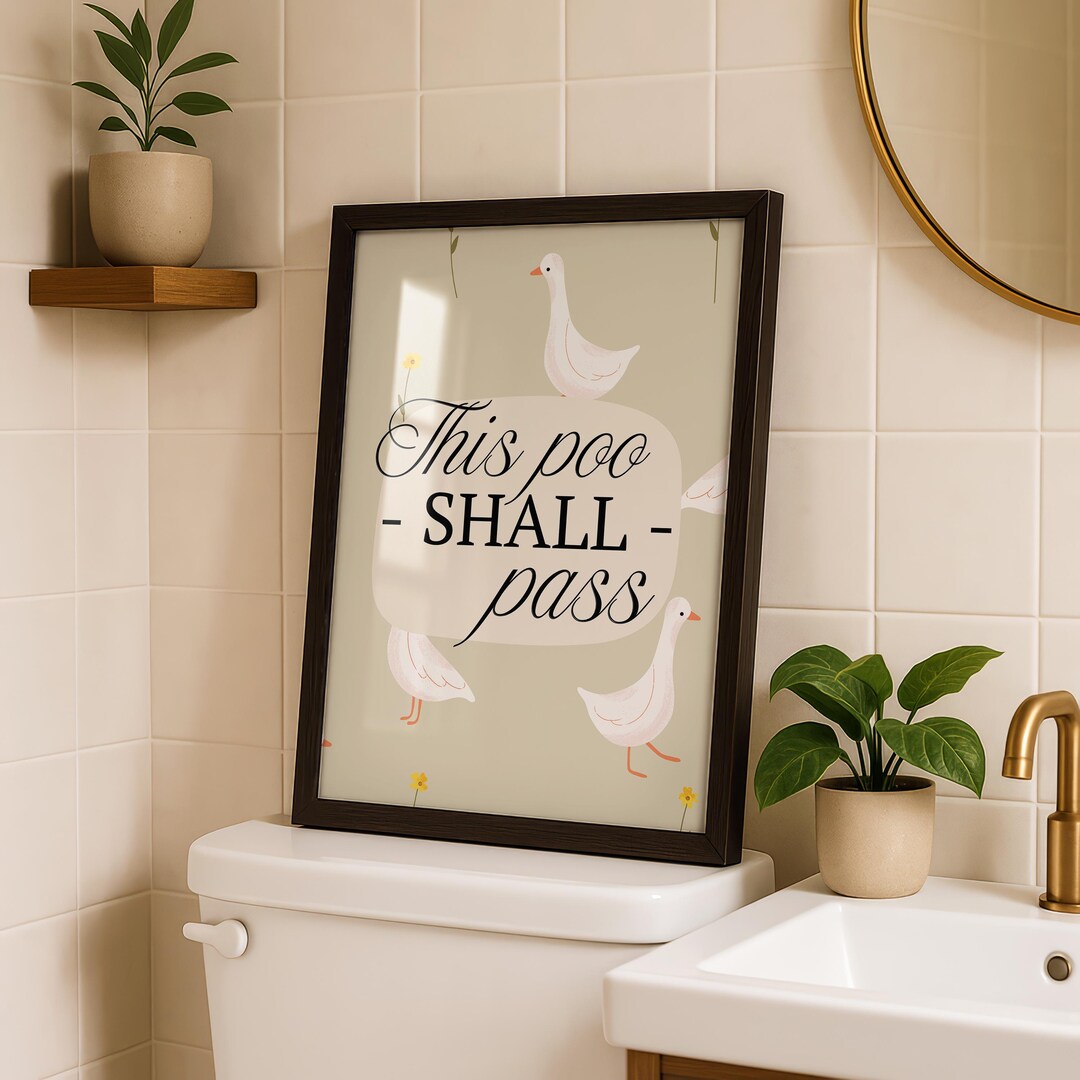 This Poo Shall Pass Bathroom Wall Art, Funny Quote Farmhouse Poster ...