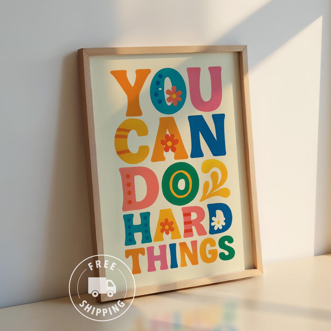 You Can Do Hard Things Retro Poster, Inspirational Classroom Quote Wall ...
