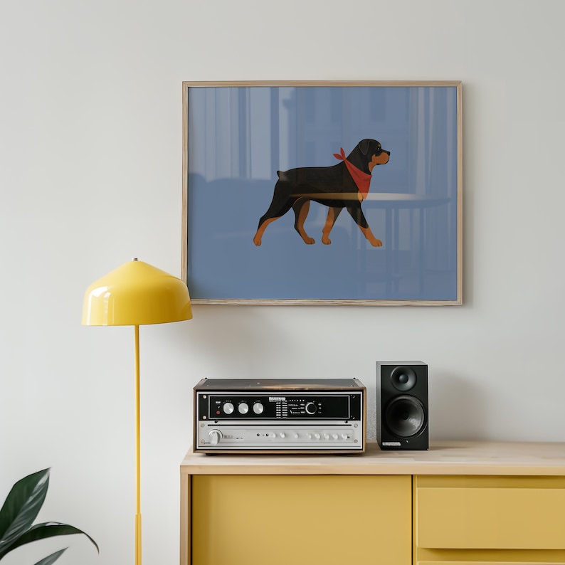 Rottweiler Print, Minimalist Dog Illustration, Modern Pet Artwork - Etsy