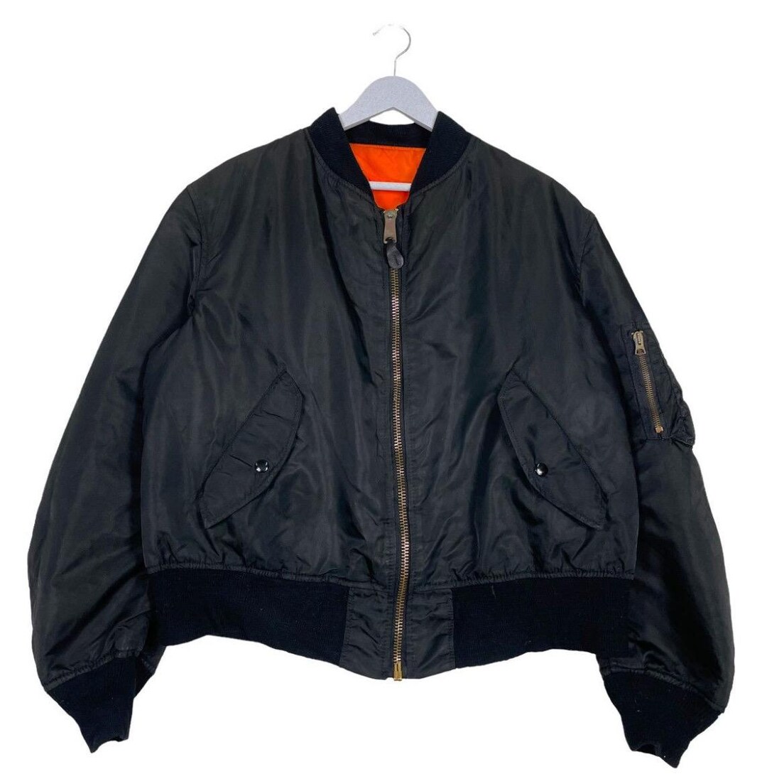 Pick 80s Alpha Industries Ma1 Bomber Riot Jacket Military Black Zipper ...