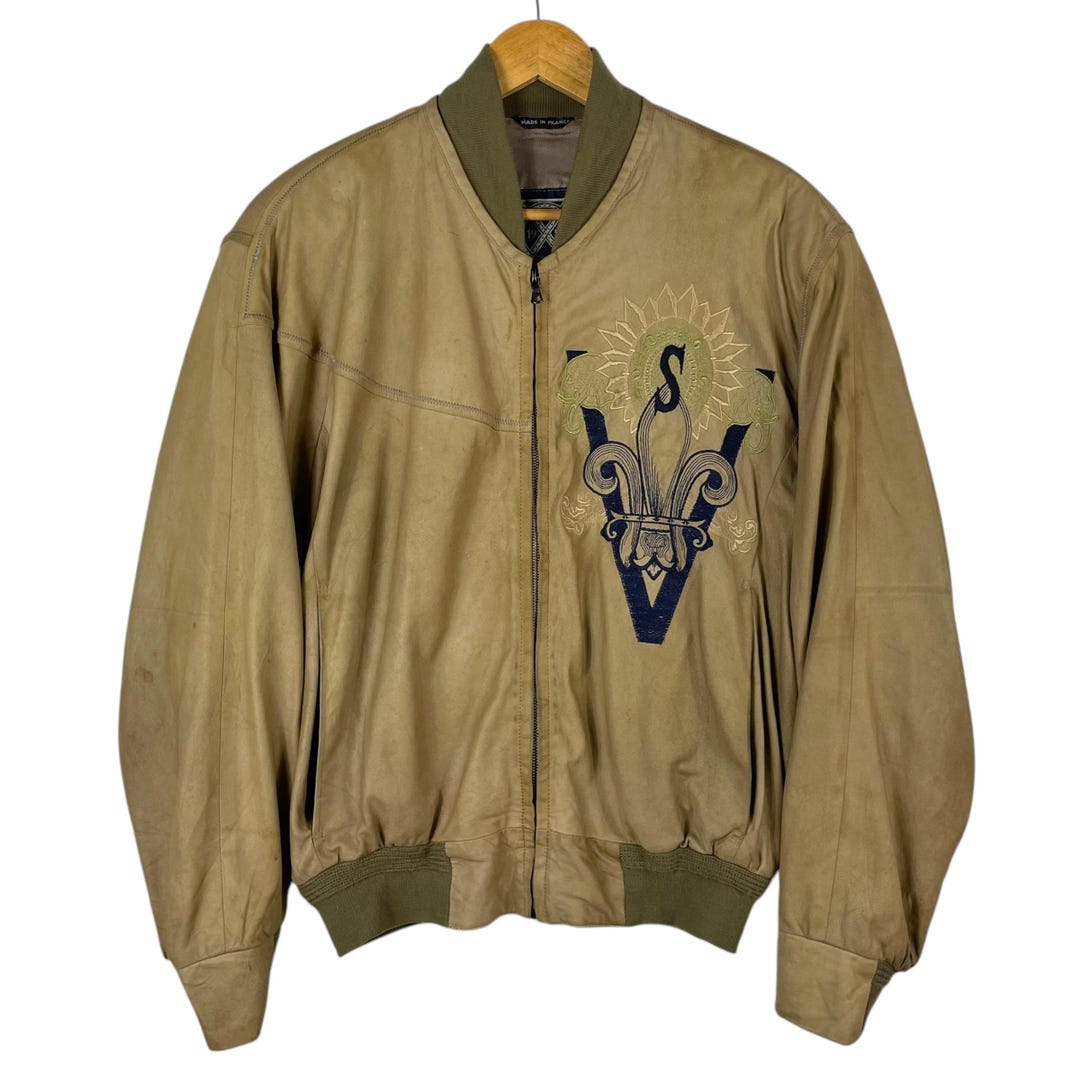 Rare!! 90s Seraphin Leather Bomber Peau Skin With Logo Zipper Jacket ...