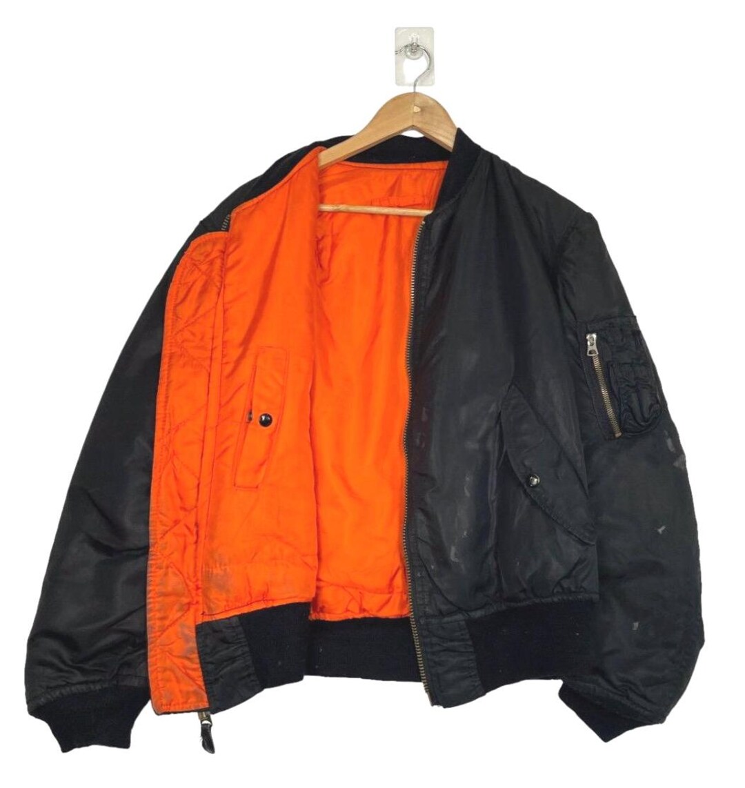 Pick!! 80s Alpha Industries Ma1 Bomber Riot Jacket Military Black ...