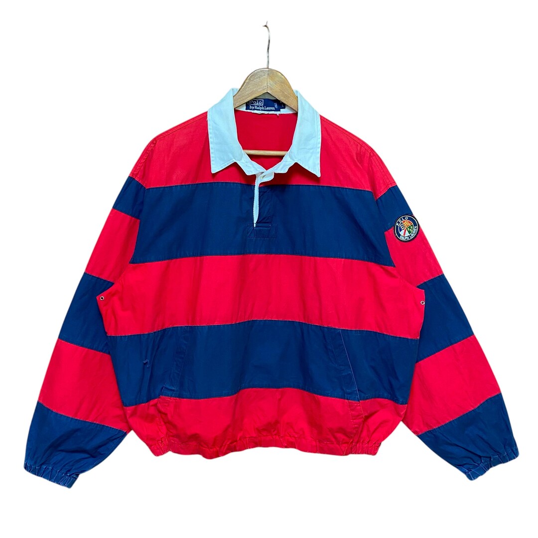 Pick!! 90s Polo Cookies Rugby Ralph Laurent Boxy Pullover Navy Red ...