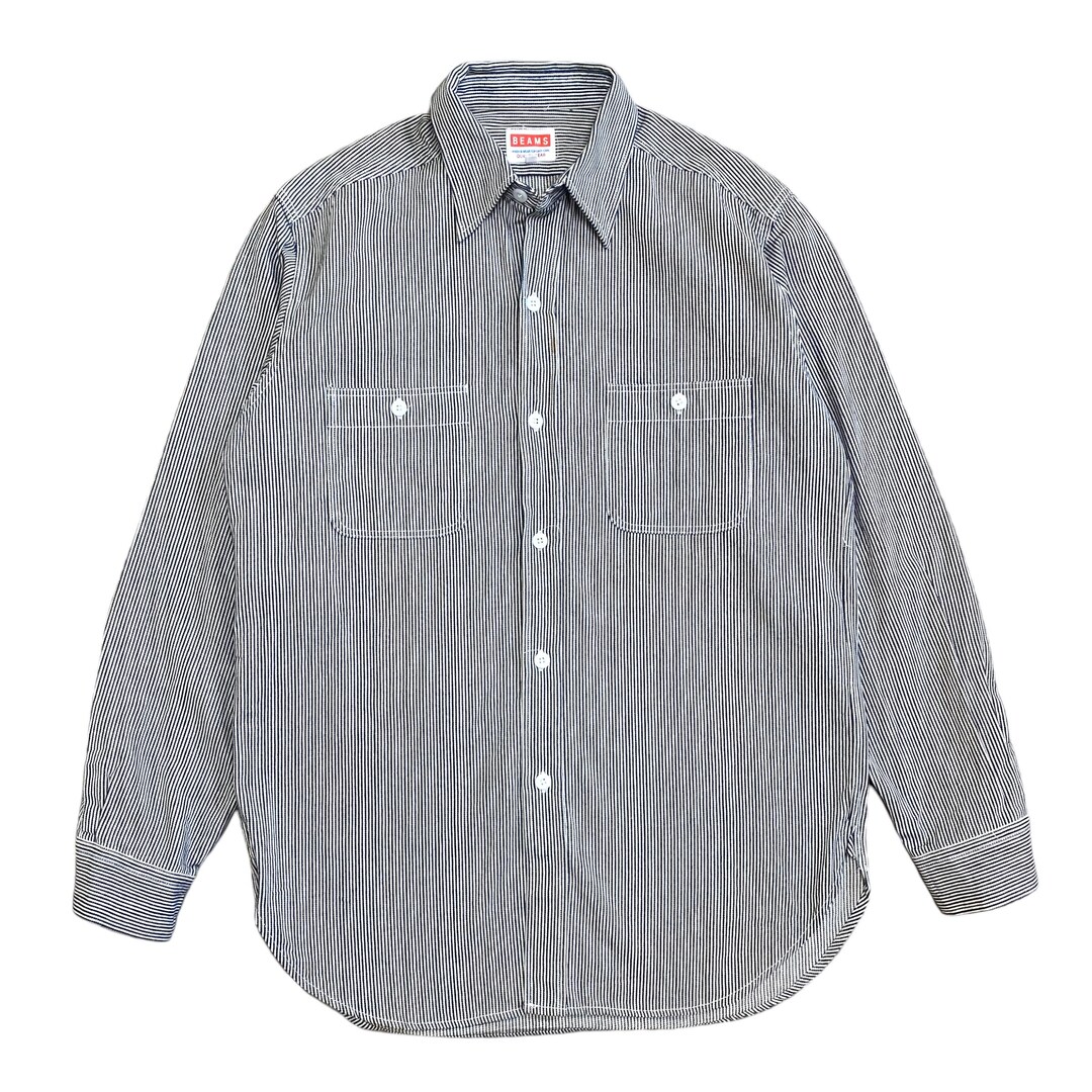 Pick!! BEAMS Japan Work Shirt Hickory Stripe Double Pocket Size Medium ...