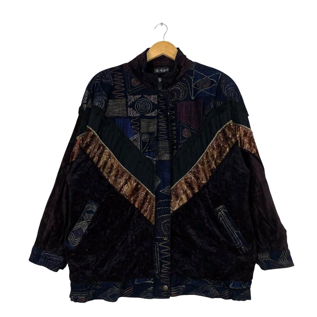 Pick 80s Angclere's Velvet Western Style Brown Lace Jacket Size Large ...