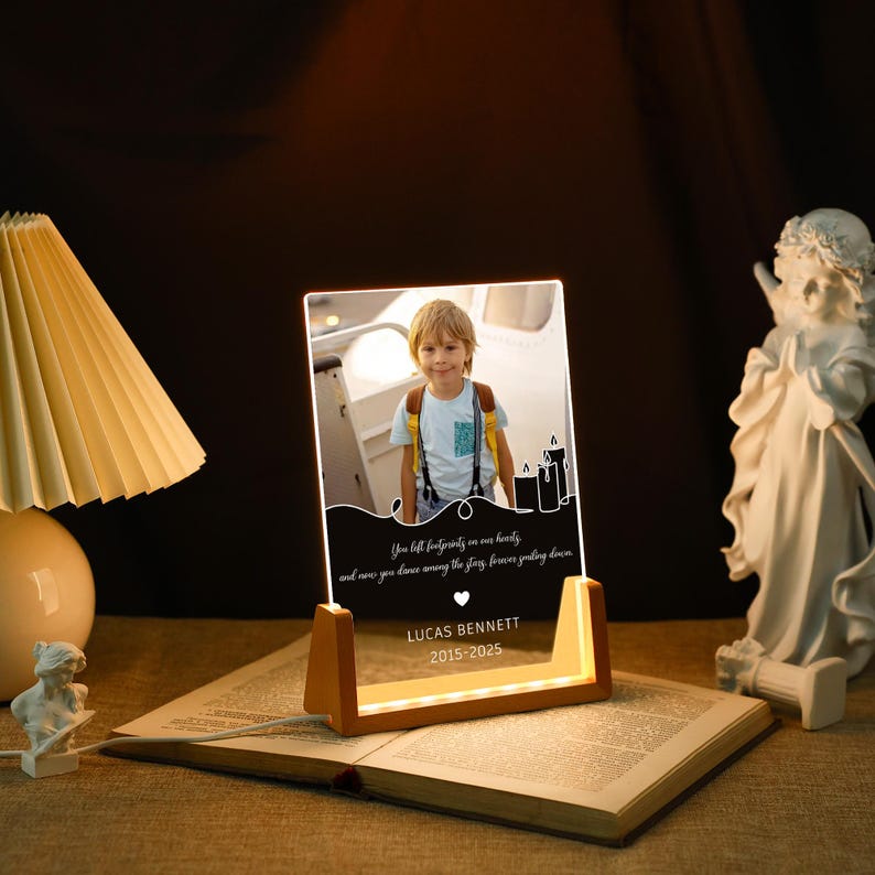 Personalised Loved One Picture Frame Memorial Night Light Gift ...