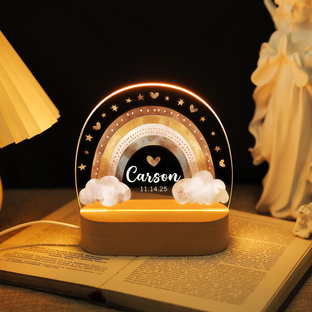 Personalized Rainbow LED Night Light, Kids Night Light Baby Girl Gift ...