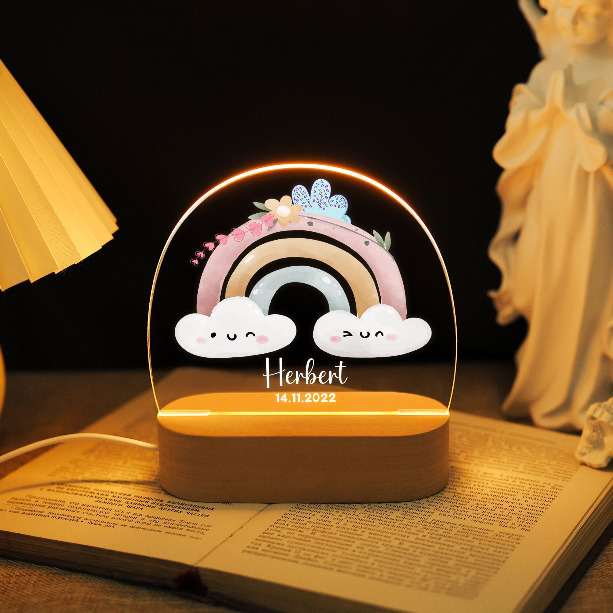 Custom Night Light Cross Prayer, Acrylic Baptism Desk Lamp, LED Lights ...