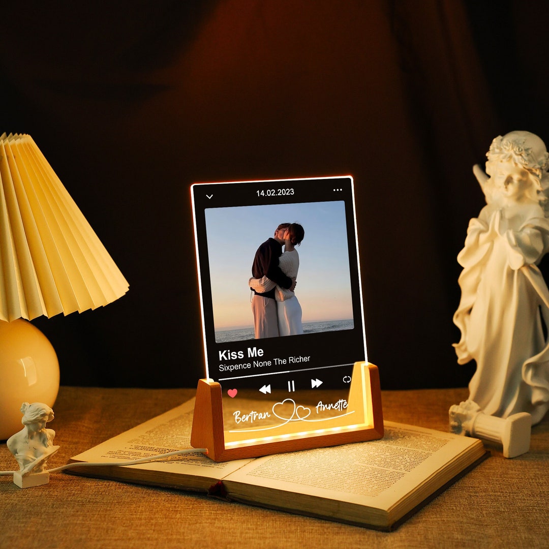 Personalized Photo Music Night Lights, Song Plaque Custom Names, Music ...