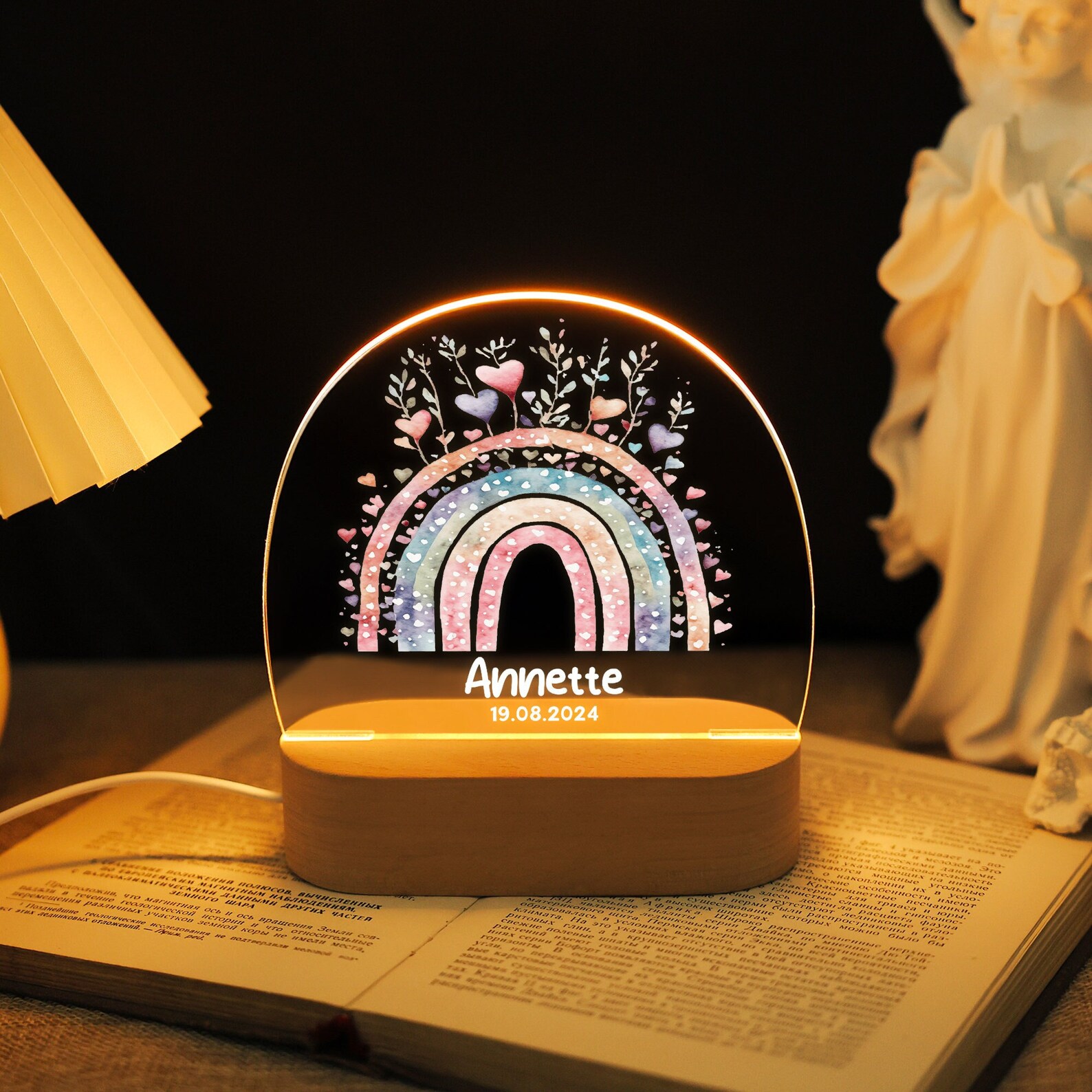 Custom Night Light Cross Prayer, Acrylic Baptism Desk Lamp, LED Lights ...
