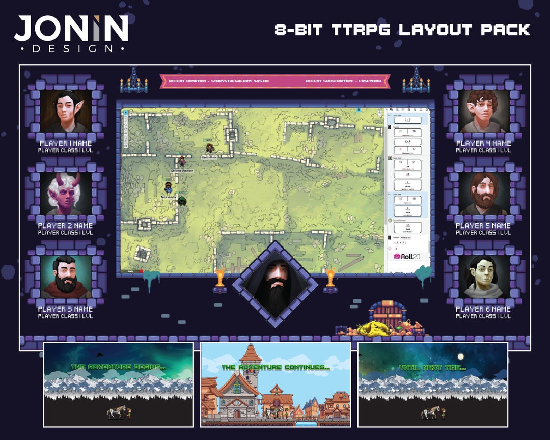 Twitch 8-bit TTRPG Overlay Pack | Main / Starting / BRB / Ending Scenes ...