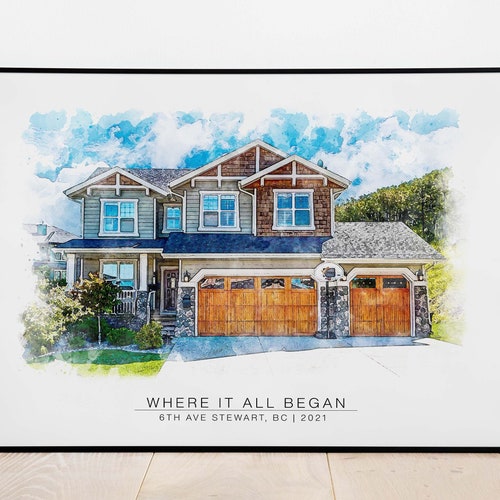 Custom modern Home Portrait Housewarming Gift New Home - Etsy