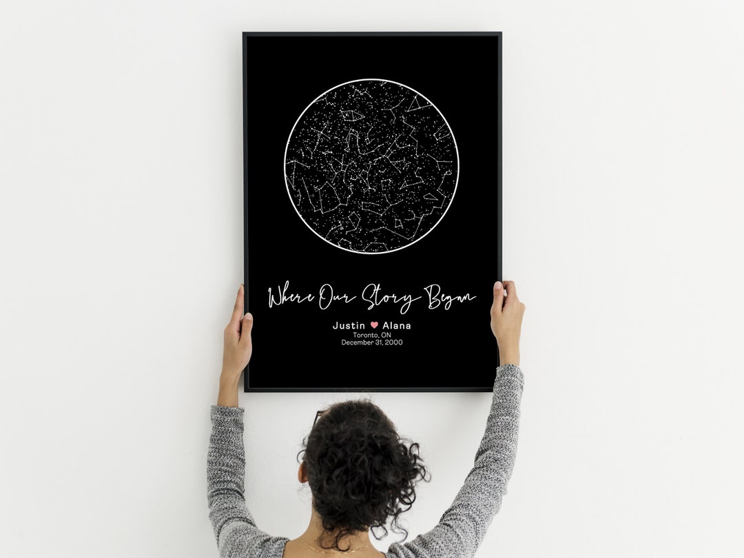 Custom Star Map by Date Night Sky Print Personalized Gift for Her ...