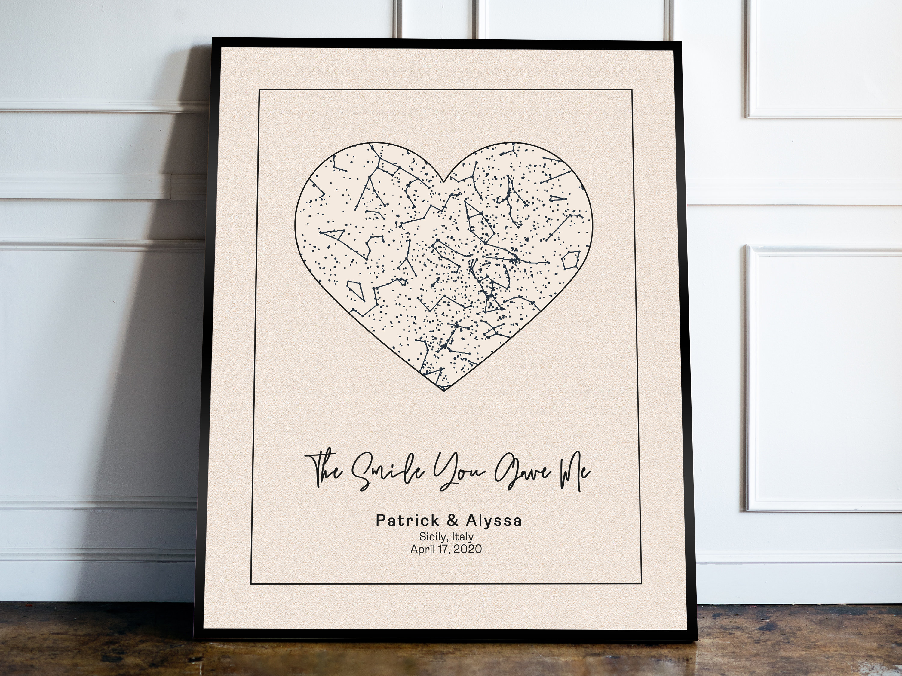Custom Star Map by Date, Night Sky, Personalized Anniversary Gifts for ...