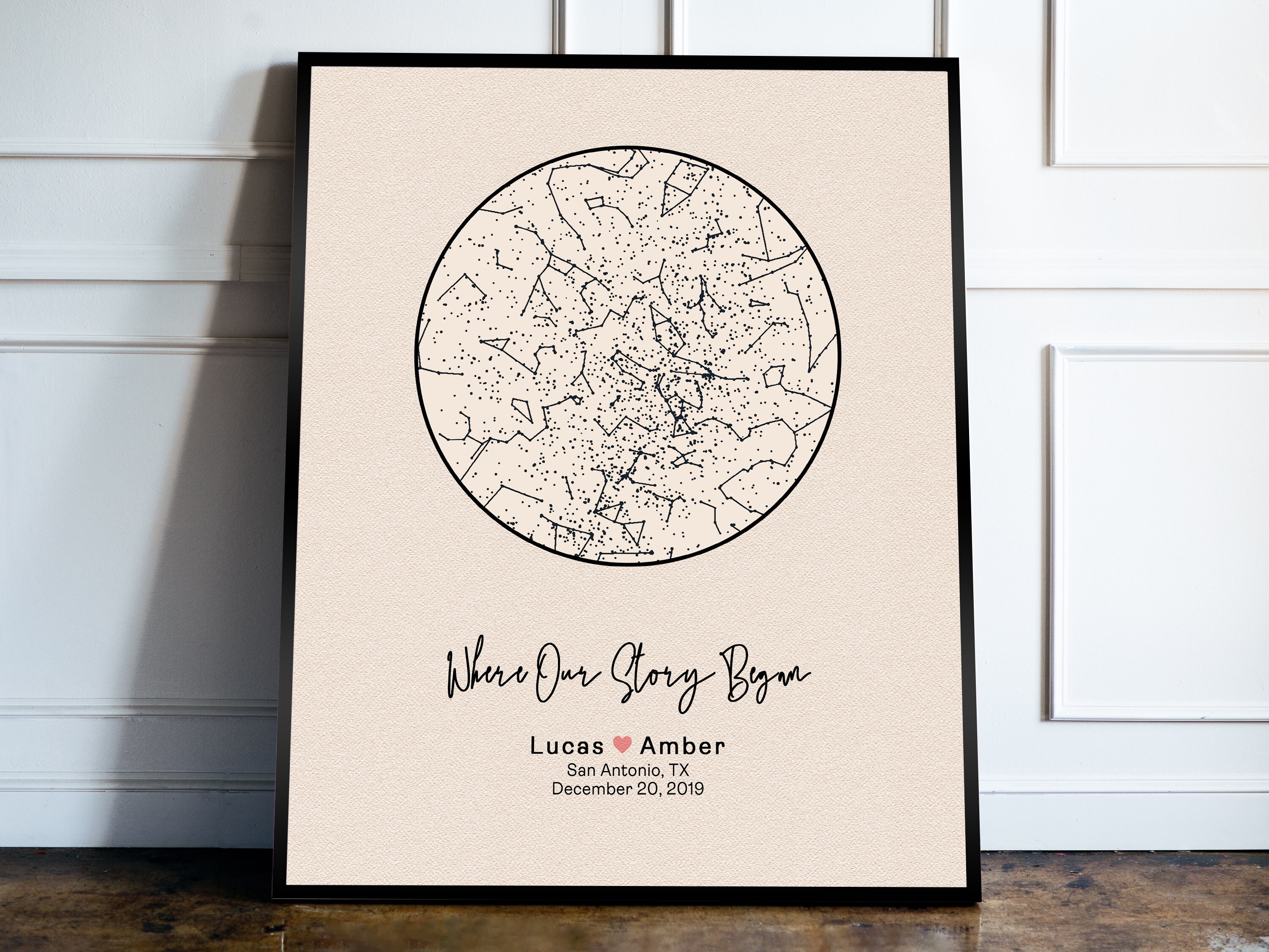 Custom Star Map Frame by Date Night Sky Print Personalize Gift for ...